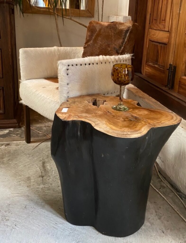 Organic shaped Stump Side table - Natural and Black - LA Imports
