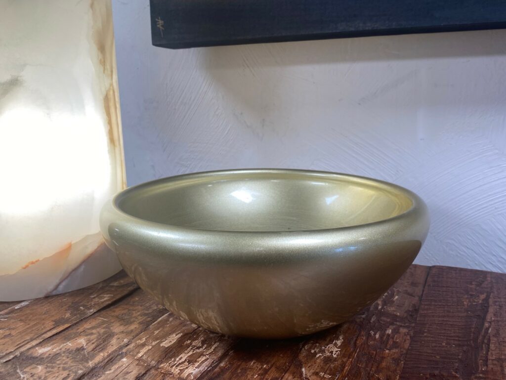 Metallic Old Gold Glass Bowl - LA Imports
