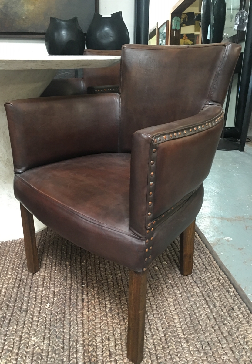 Bilbao Dining Chair "Aged" Chocolate Leather - LA Imports