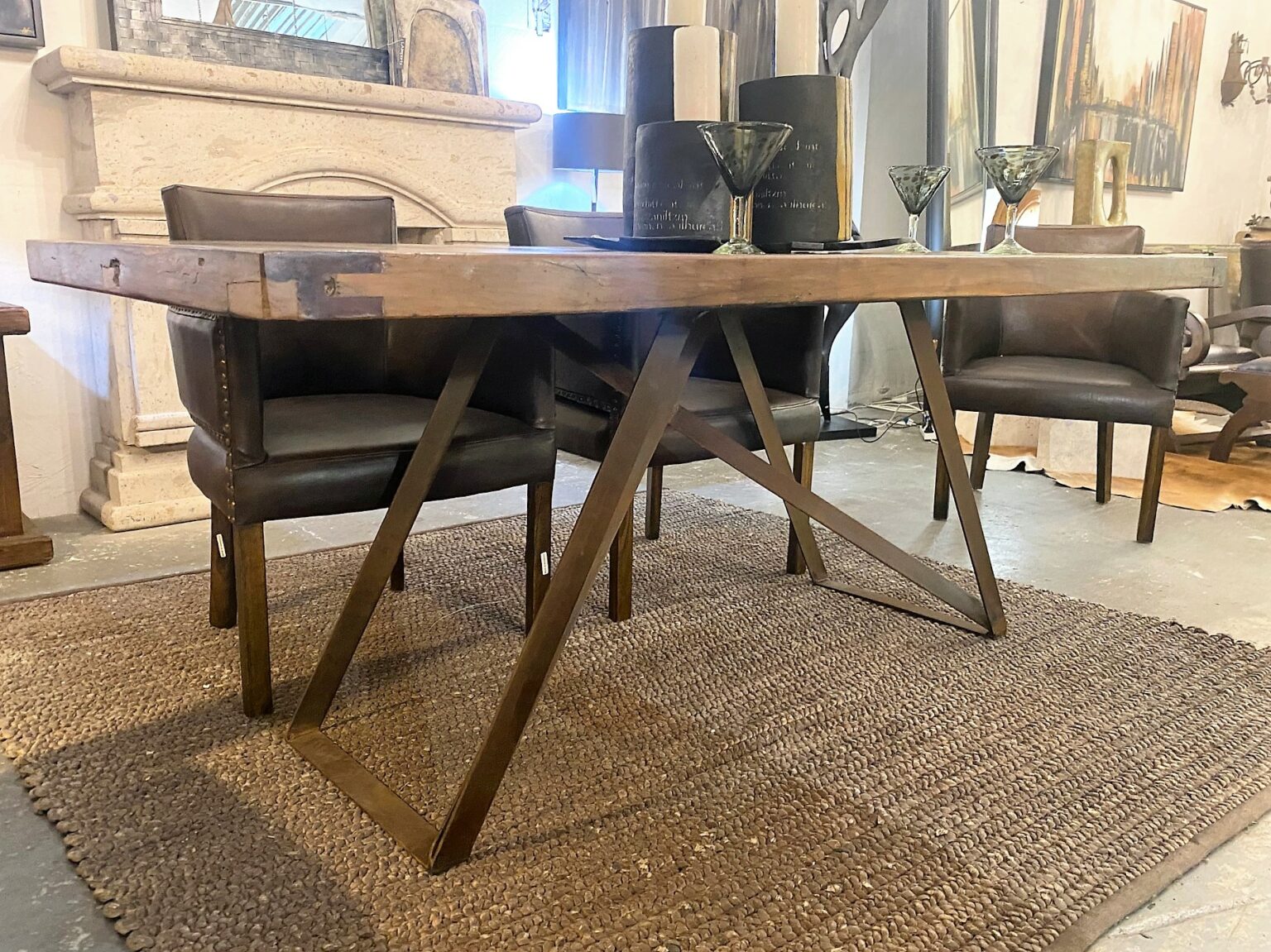 Dylan Dining Table | Tropical Hardwood with Iron Base - LA Imports