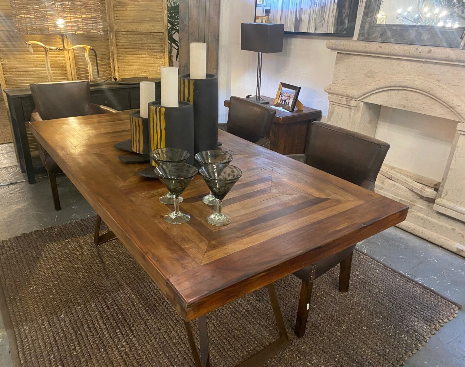 Dylan Dining Table | Tropical Hardwood with Iron Base - LA Imports